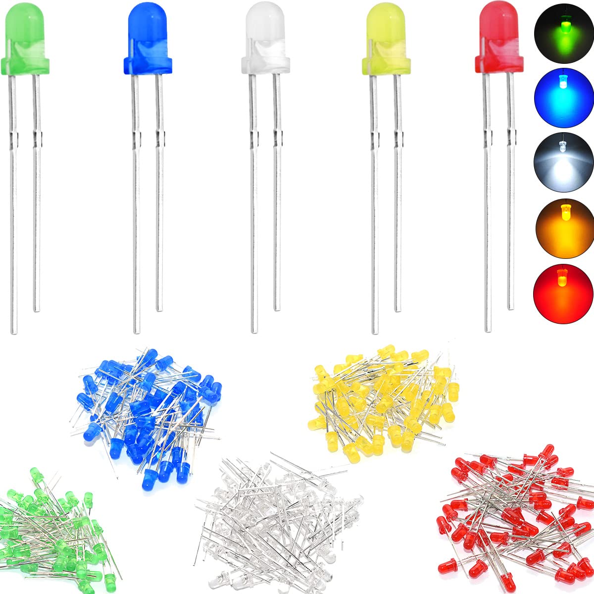 Snapklik.com : DAOKAI 250PCS LED Diode 3mm LED Light Emitting Diode ...