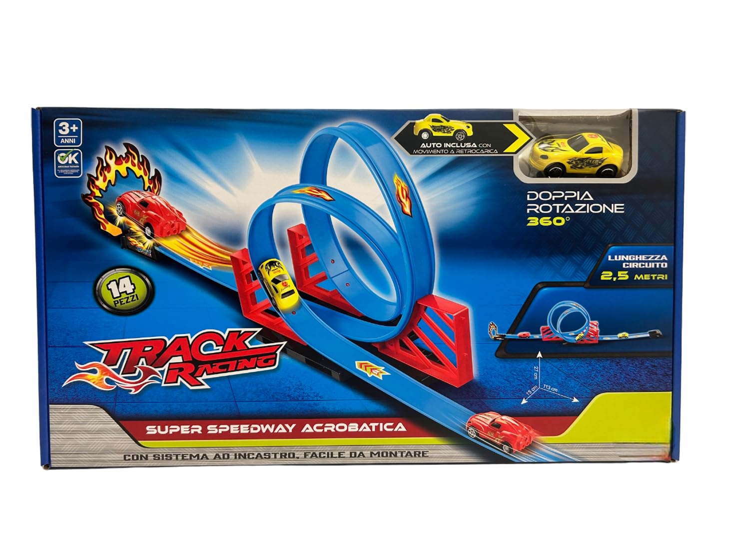 Toy Track with Double Turn of Death Circuit 2.5 Metres with Car Track ...