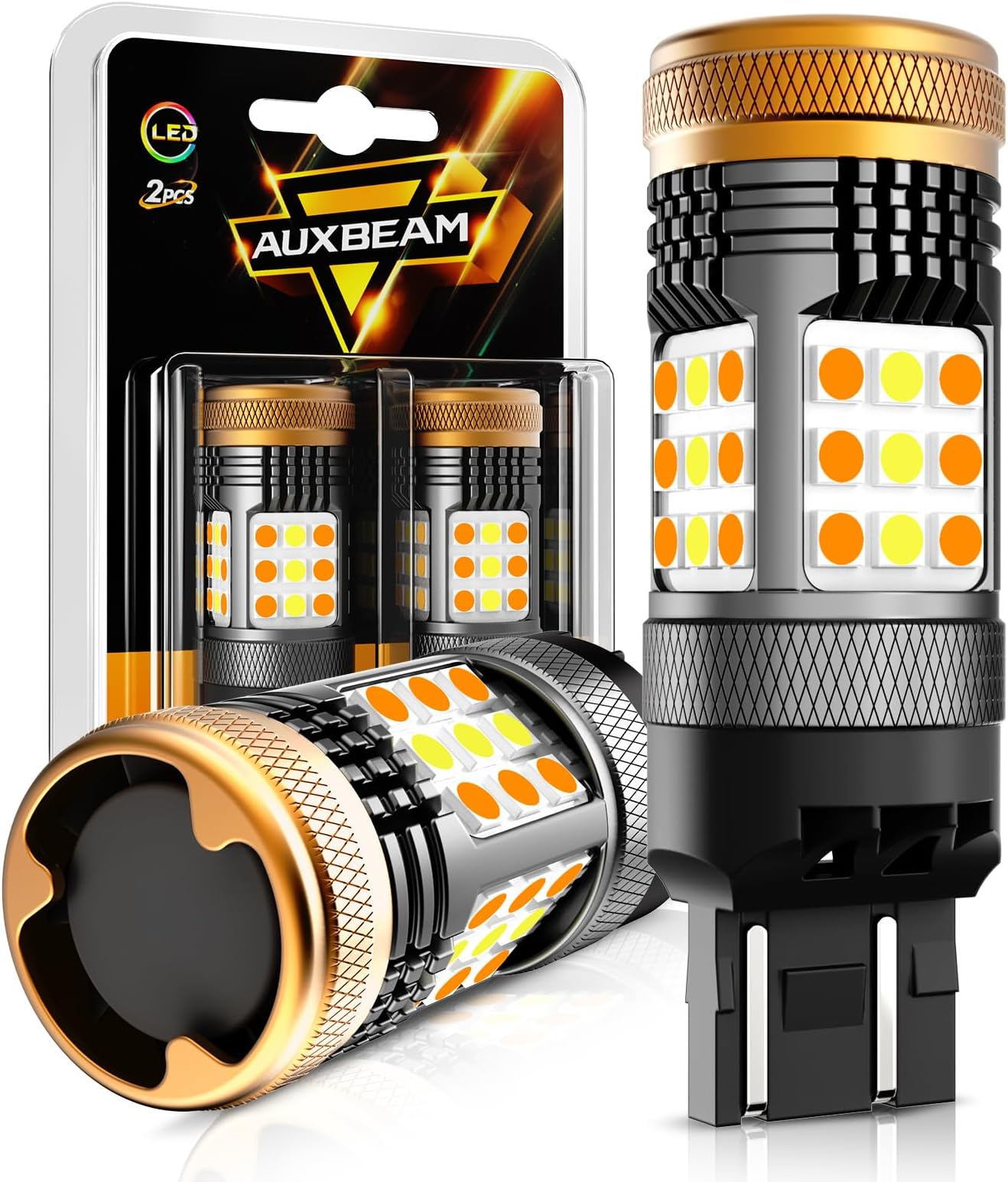 Amazon.com: Auxbeam B21 Series 7443 Switchback LED Bulbs Built in ...