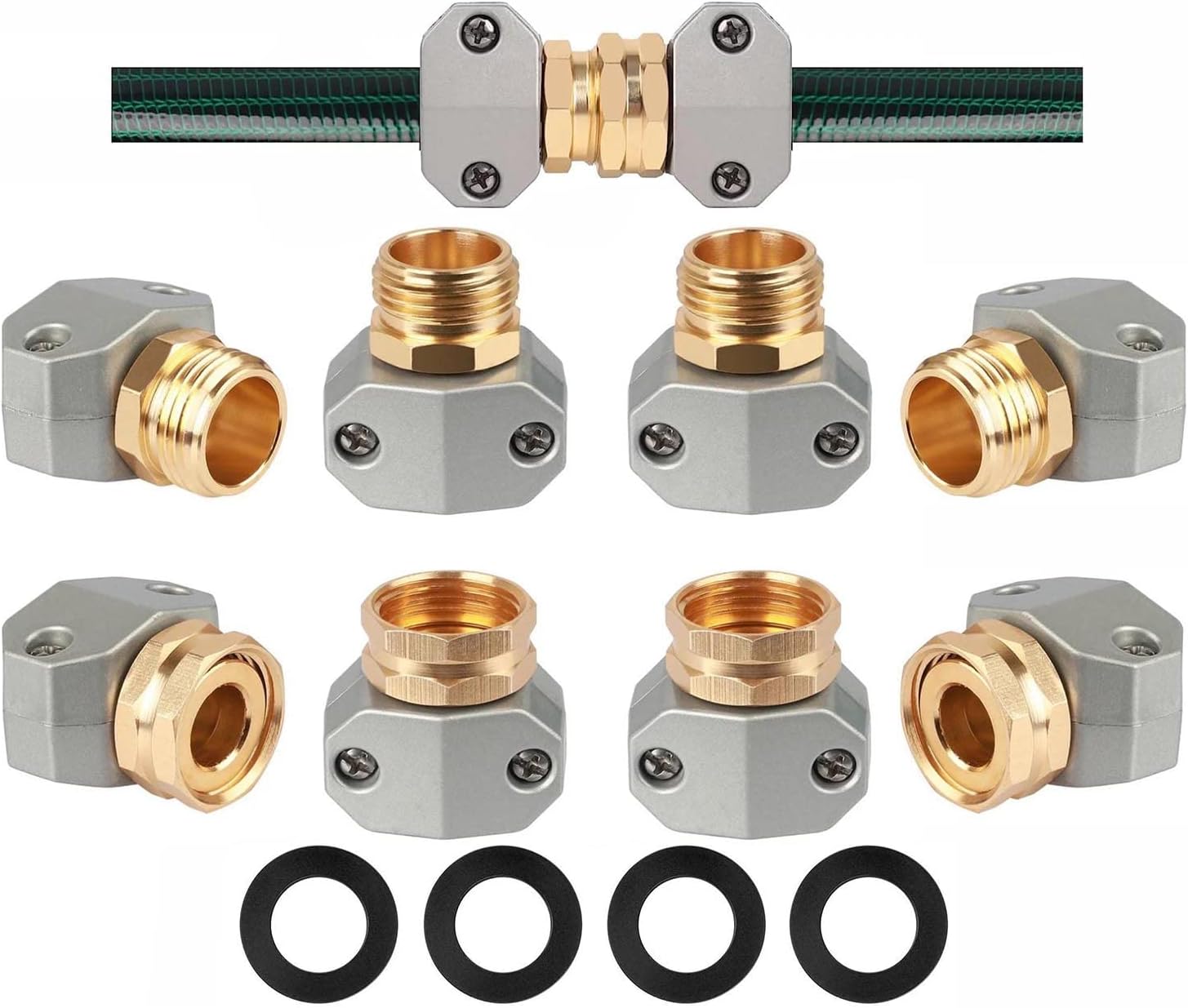 Amazon.com : "N/A" 6 Pack Garden Hose Repair Fittings with Clamps ...