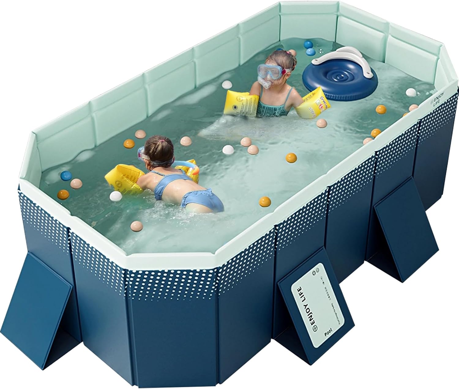 WIRHAO Foldable Non-Inflatable Kids' and Adults' Outdoor Swimming Pool ...