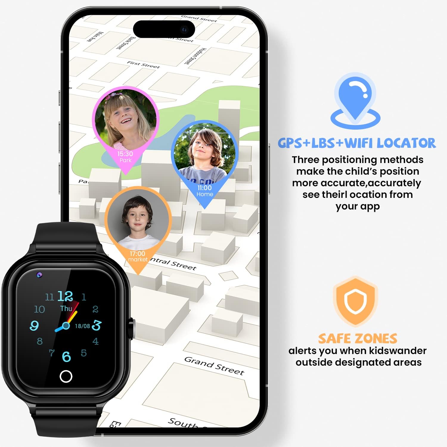 Laredas Kids Smart Watch Phone, 4G Kids GPS Tracker Watch with SIM Card ...