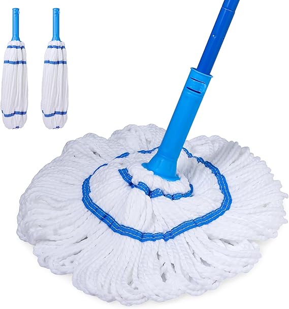 BOOMJOY Twist Mop, Self-Wringing Mop with 2 Reusable Microfiber Heads ...
