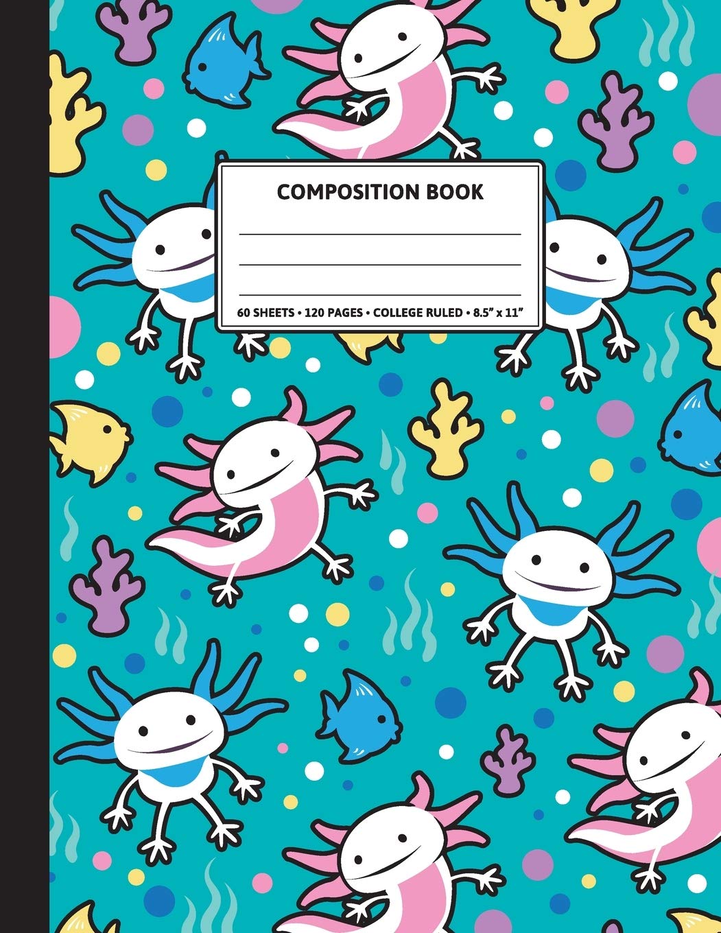 Amazon.com: Composition Notebook: Cute Axolotl Aquatic Pattern. Blank ...