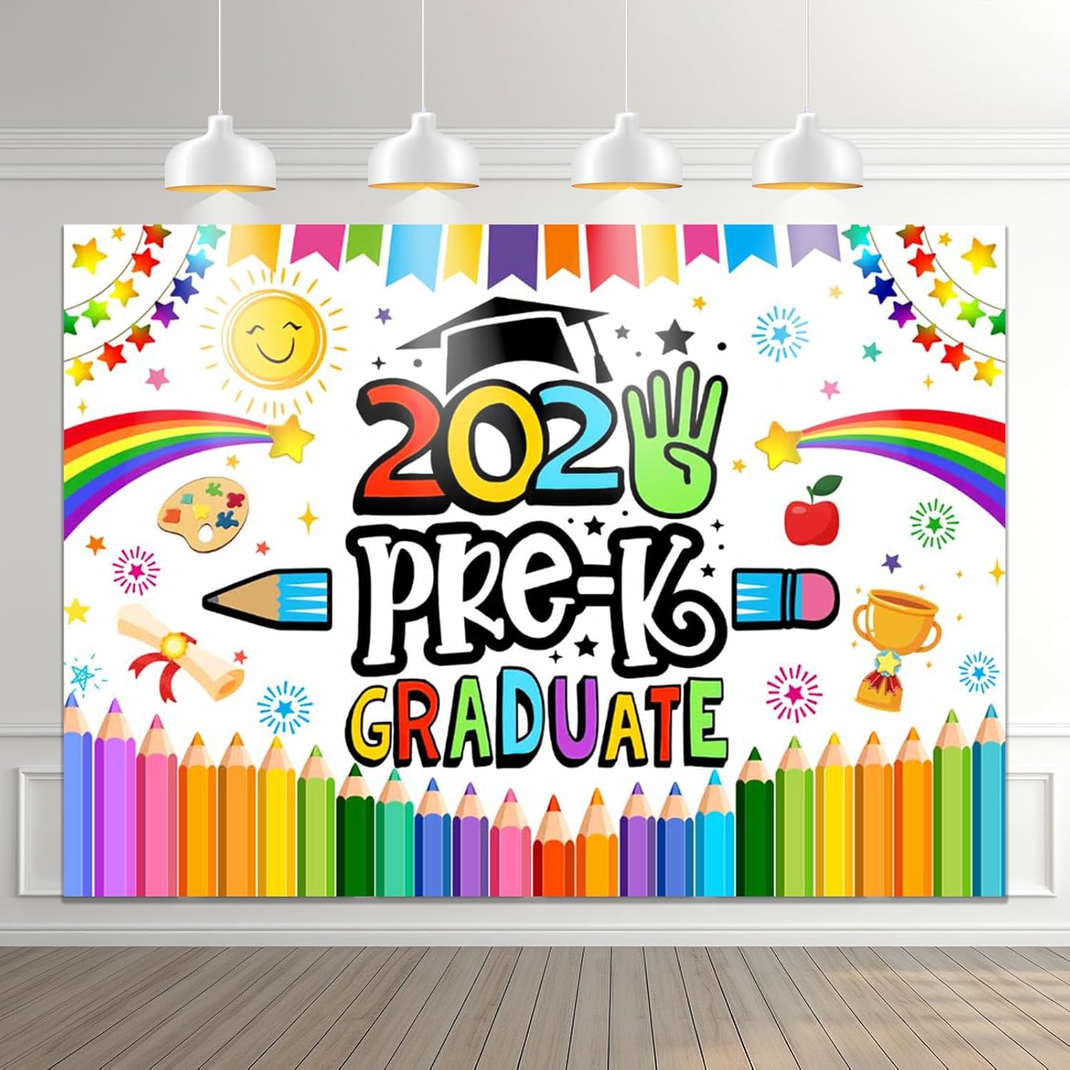 Amazon.com : Lecheme Preschool Graduation Backdrop Pre Kindergarten ...