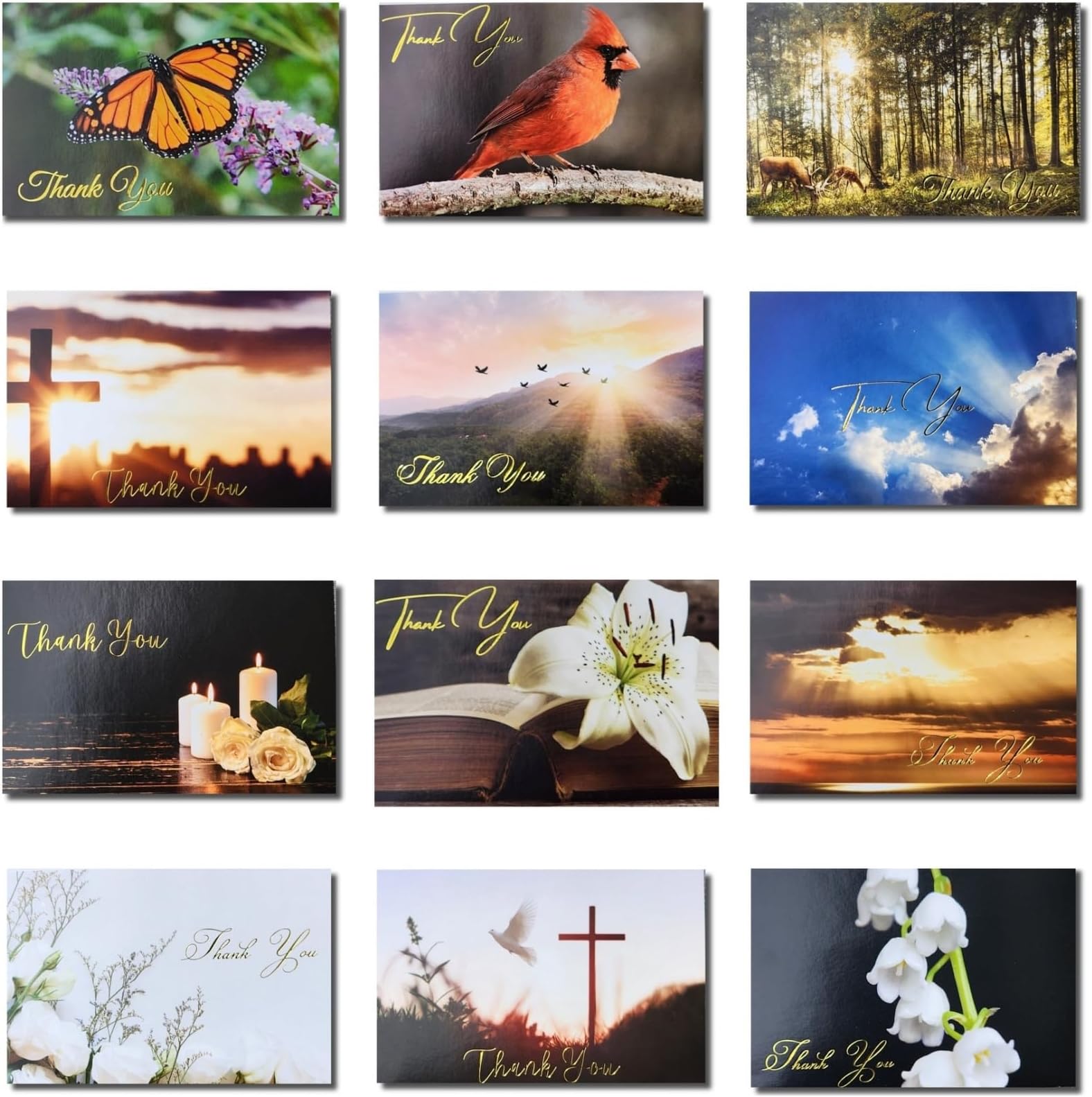 Amazon.com : Asiren Greetings Pack of 24 Religious Sympathy Thank You ...