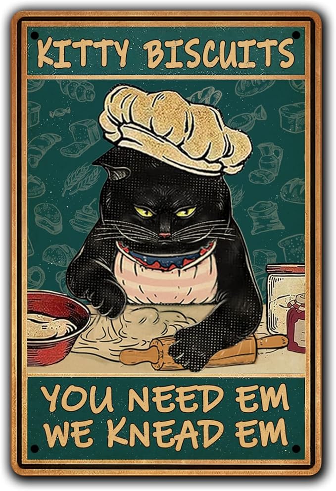Amazon.com: Vintage Black Cat Wall Decor Funny Kitchen Retro Metal Sign ...