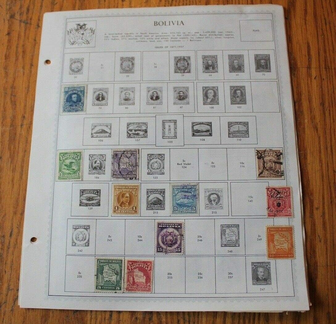 Amazon.com: M35 Lot of Bolivia Stamps on 4 Minkus binder Pages ...
