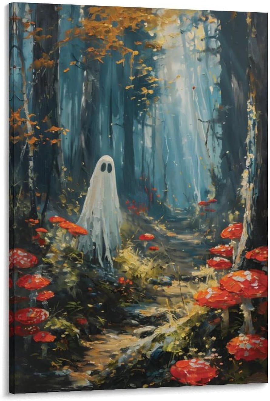 Amazon.com: Ghost in Mushroom Forest, Ghost Painting, Ghost Decor, Dark ...