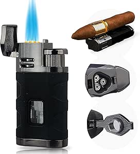 PROMISE Torch Lighter Triple Jet Flame Refillable Butane Cigar Lighter ...