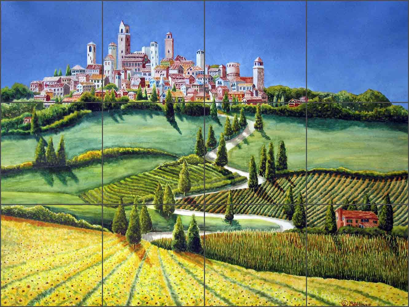 Tuscan Painting Tiles Tile Art With Tuscan Scenes A Vineyard View Tile