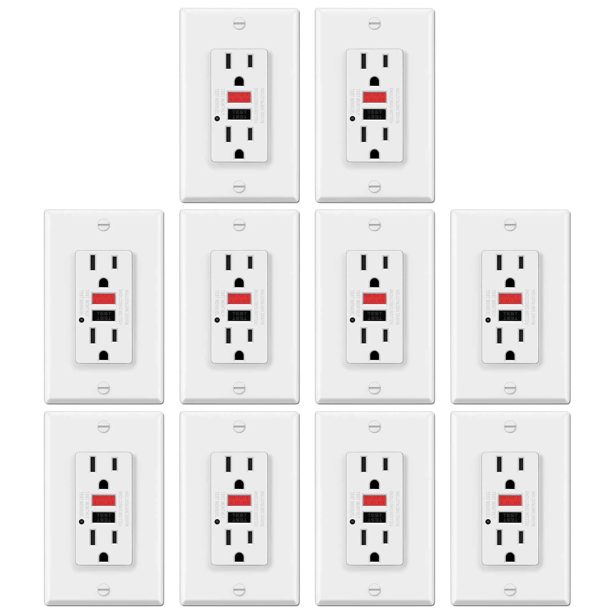 Snapklik.com : ELECTECK 10 Pack GFCI Outlets 15 Amp, Non-Tamper ...