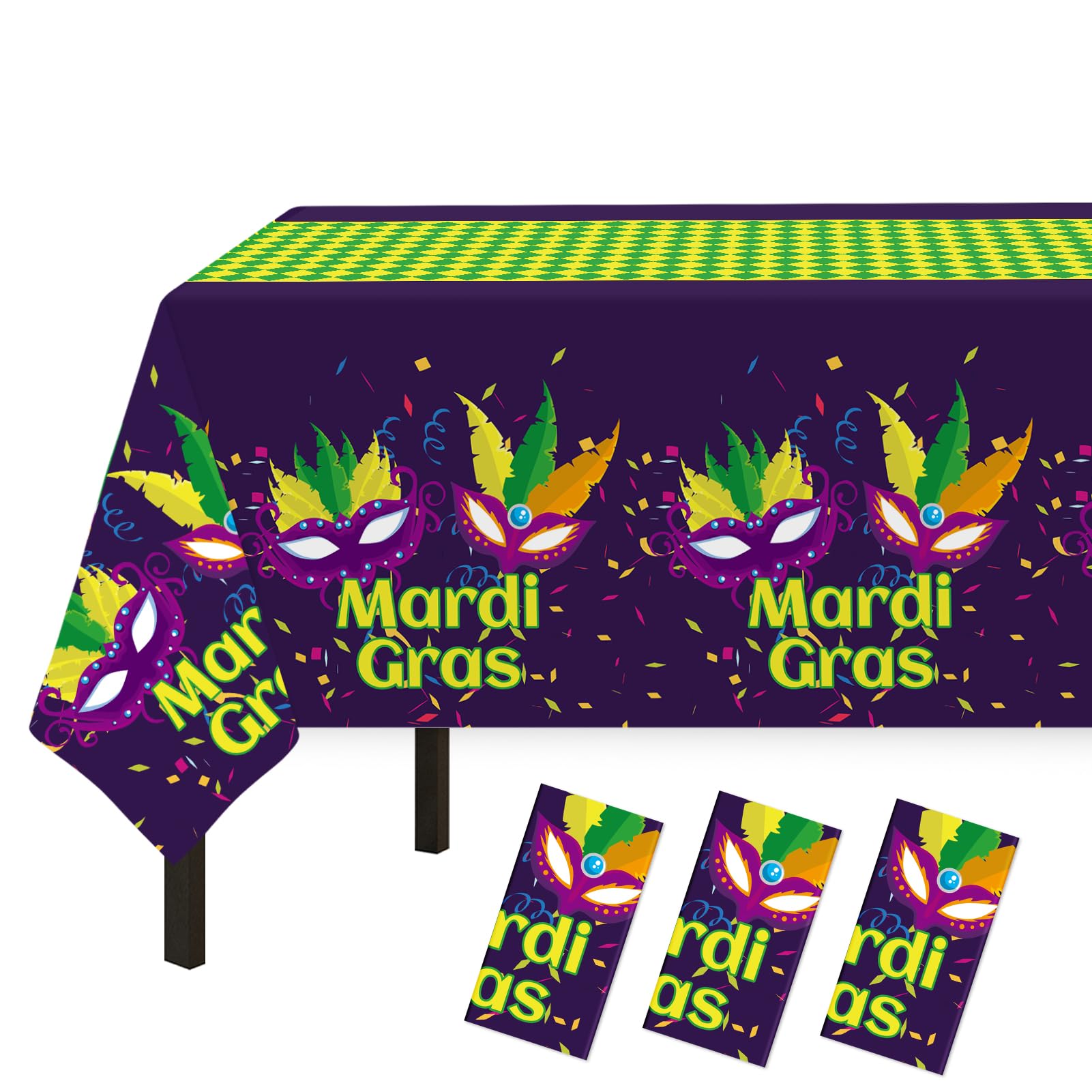 Amazon.com: Mardi Gras Decorations for Party,3 Pack Disposable Plastic ...