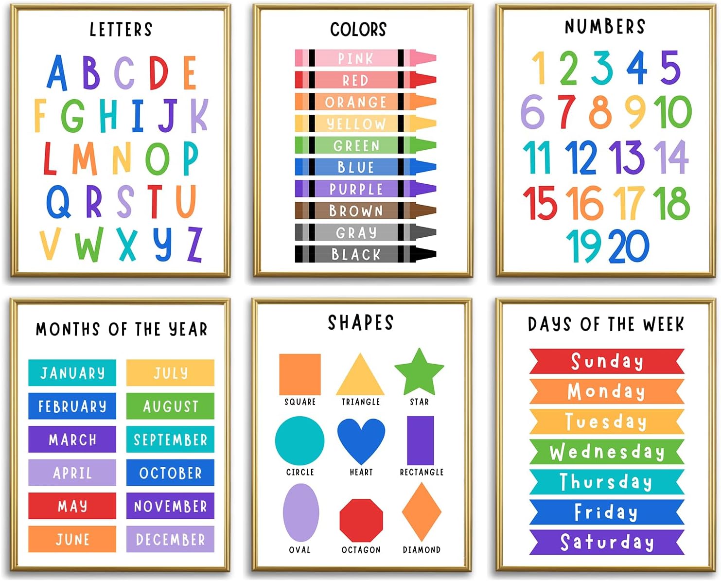 YEEBAY Preschool Educational Posters for Toddlers, Classroom ...