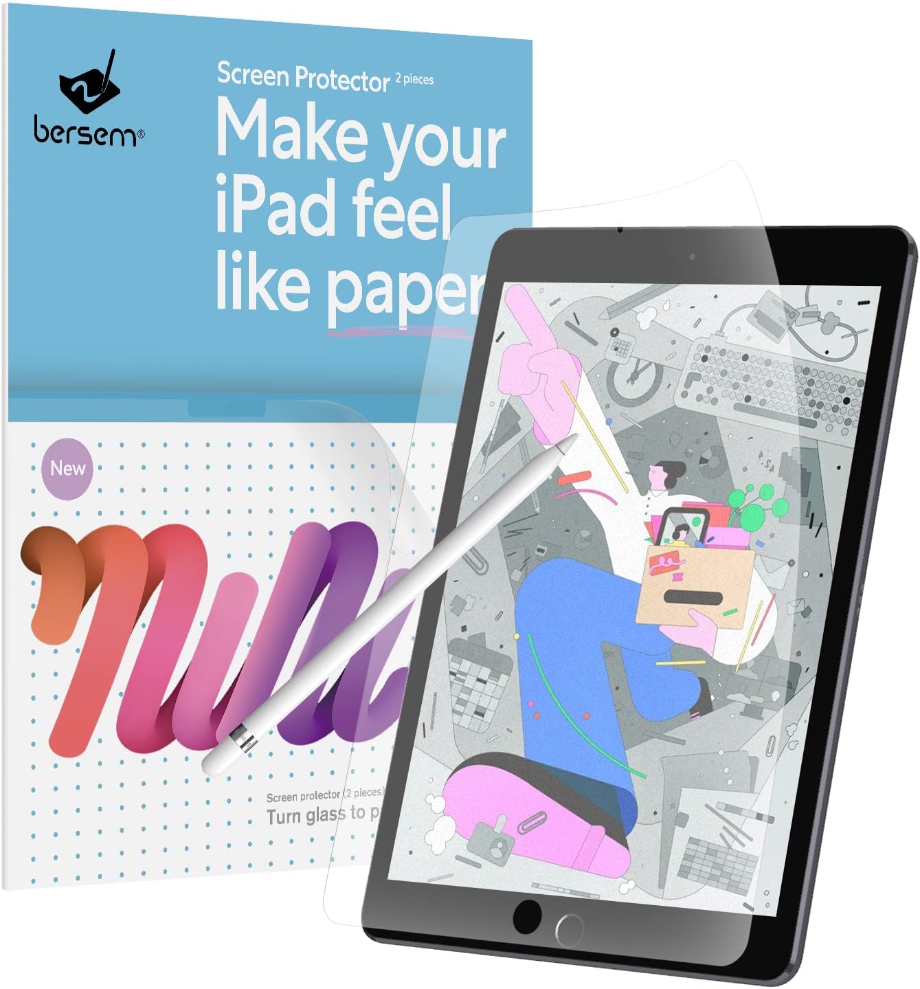 BERSEM Paper Screen Protector Compatible with iPad (10.2-Inch, 2021 ...
