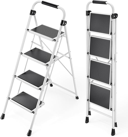 KINGRACK Step Ladder 4 Step Folding Step Stool for Adults with ...