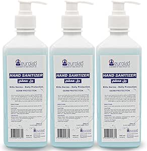 Eurolab Hand Sanitizer Gel – 70% Ethyl Alcohol, 500 ml Pump Bottle | 3 ...