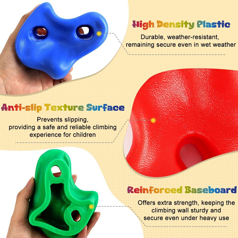 Climbing Wall Grips, 9 Large Rock Climbing Holds for Kids Adults ...