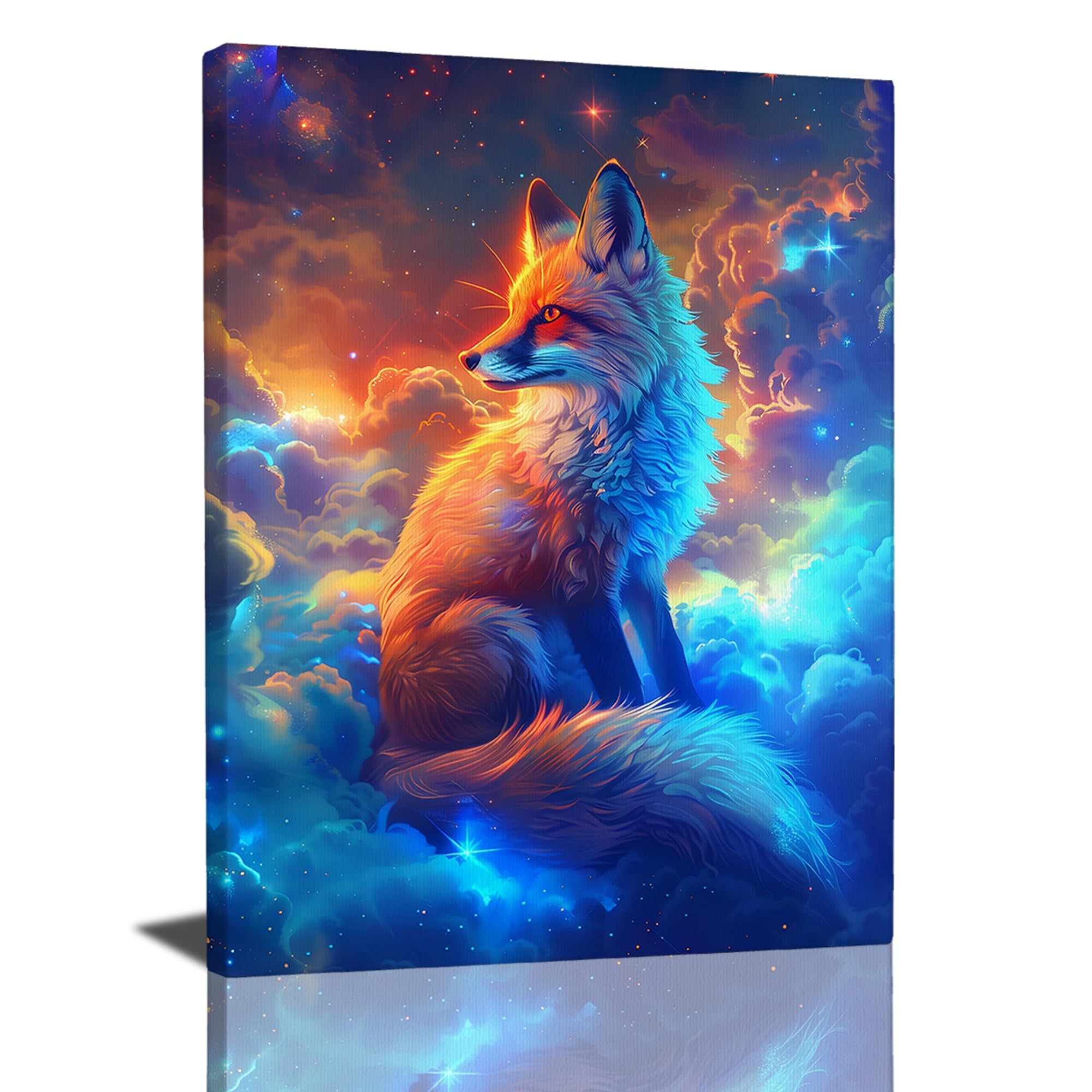 Amazon.com: Fantasy Fox Decor Wall Art Fox Wall Decor Fox Galaxy Poster ...