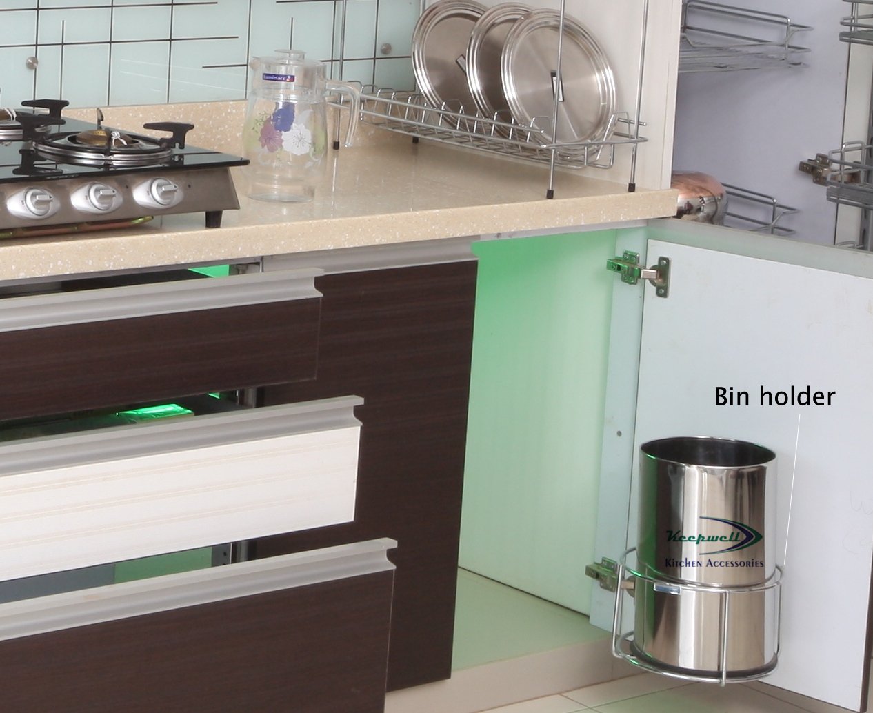 KEEPWELL Stainless Steel Open-Top Bin Holder (Silver) : Amazon.in: Home ...