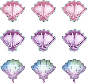 Amazon.com: 9 Pcs SeaShells Balloons Purple and Pink Sea Shells Foil ...