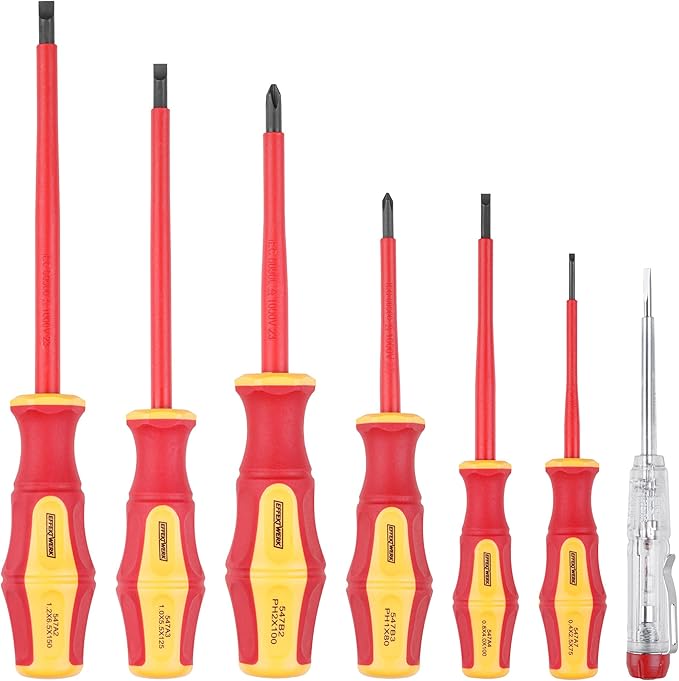 Effektwerk 7-pc Electricians Screwdriver Set, 4 Slotted & 2 Phillips ...