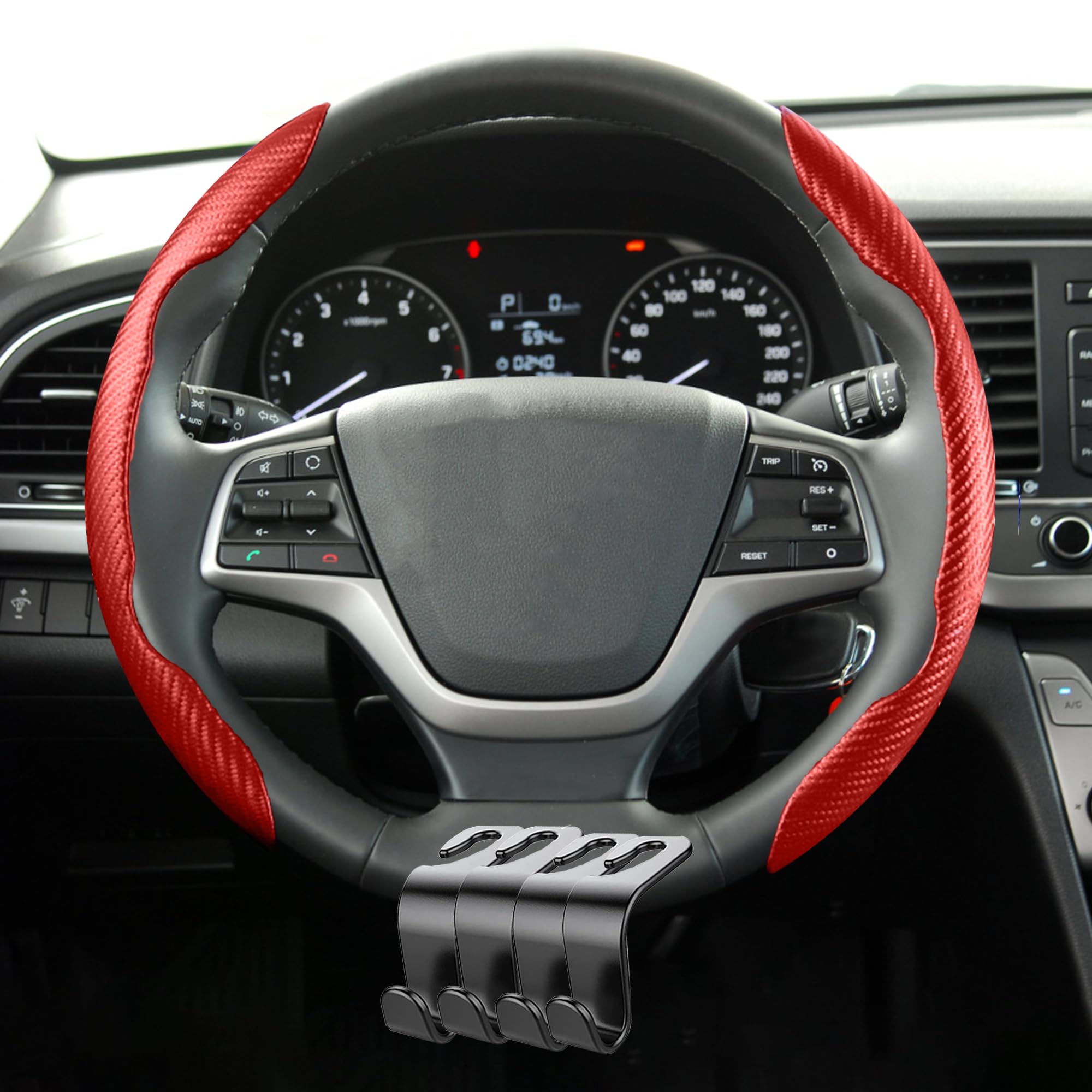 Amazon.com: Steering Wheel Cover, Car Carbon Fiber Steering Wheel Cover ...