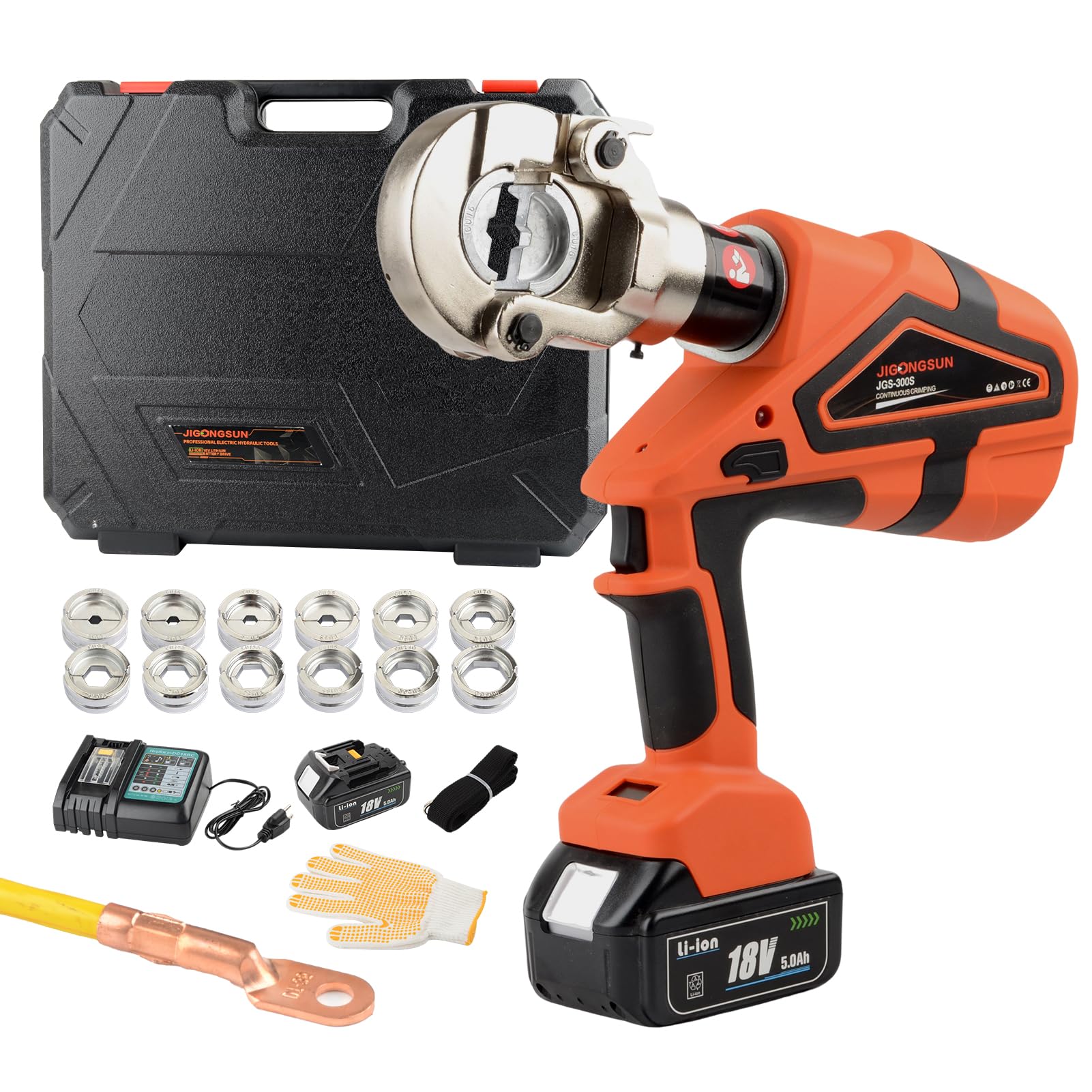 JIGONGSUN Electric Hydraulic Crimping Tool, Battery Cable Crimper Tool ...