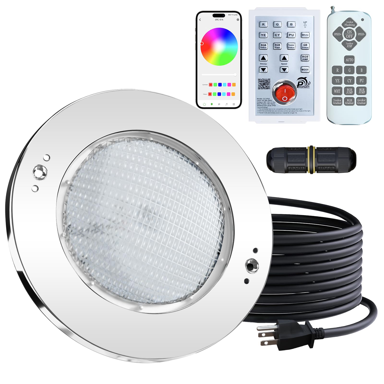 Snapklik.com : PROPART 54W 10 Inch Pool Light For Inground Pool, LED ...
