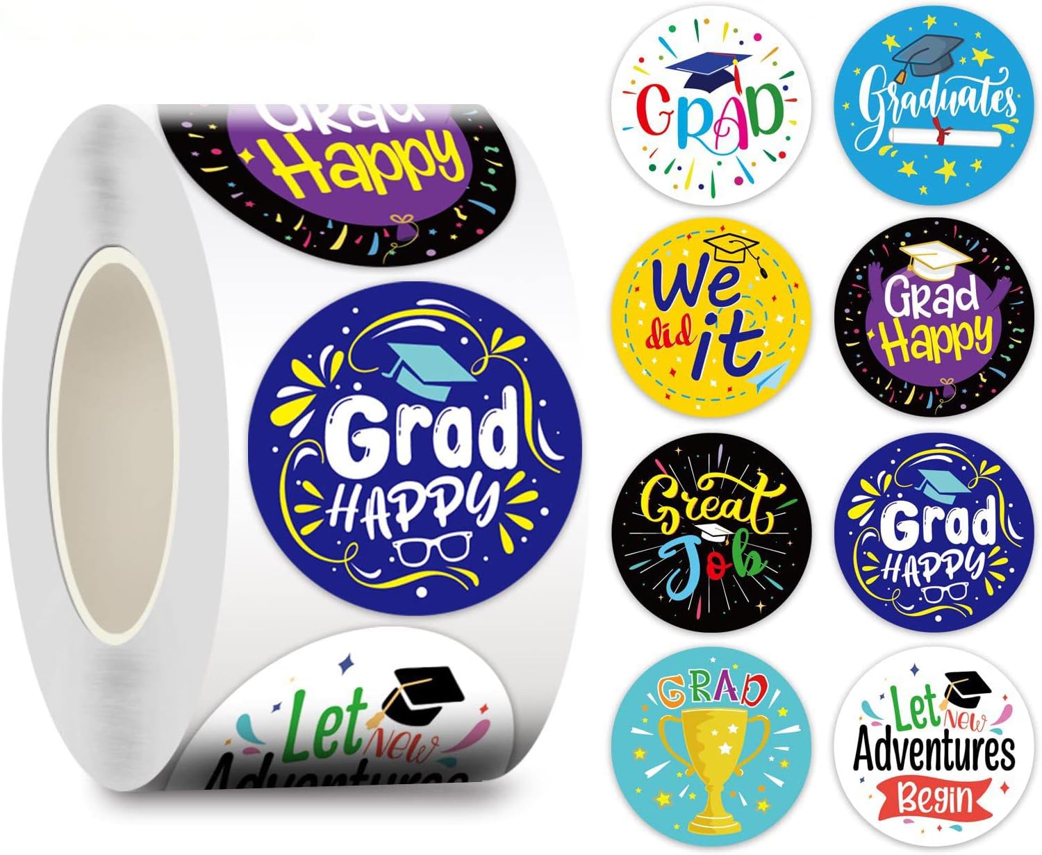 Amazon.com: 500Pcs/roll,1.5 inch Graduation Stickers Round Label ...