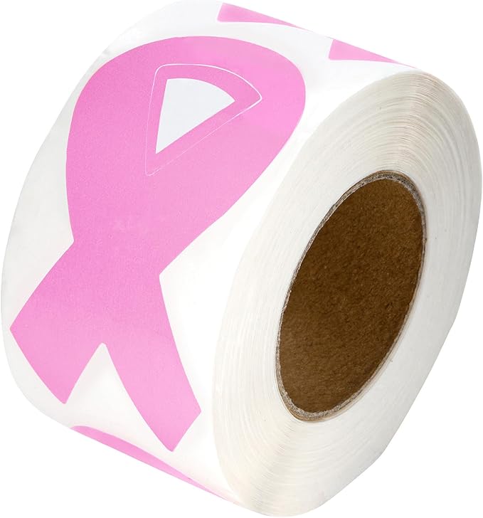 Amazon.com: 250 Large Pink Ribbon Stickers - Pink Ribbon Stickers for ...