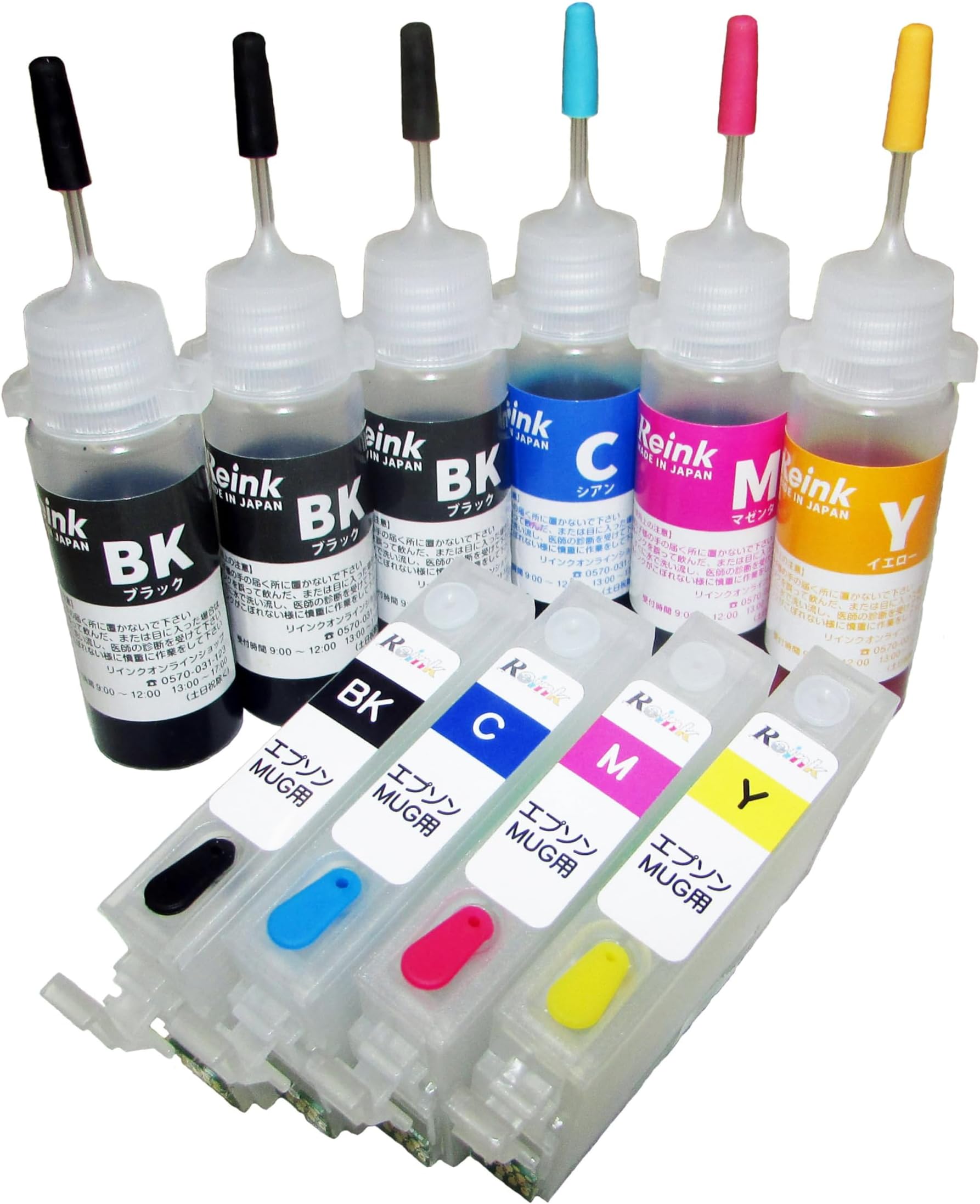 Amazon.co.jp: エプソン EPSON MUG マグカップ用 互換 詰め替えカートリッジセット(3回分) リインクオンラインショップ(4色) : パソコン・周辺機器