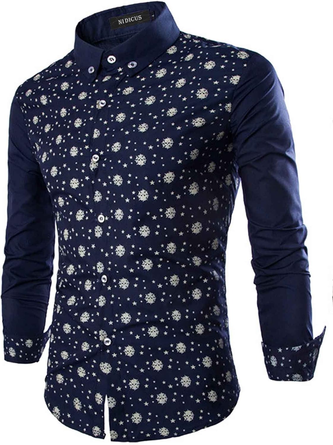 Amazon.com: Nidicus Mens Fashion Dense Star Pattern Long Sleeve Button ...