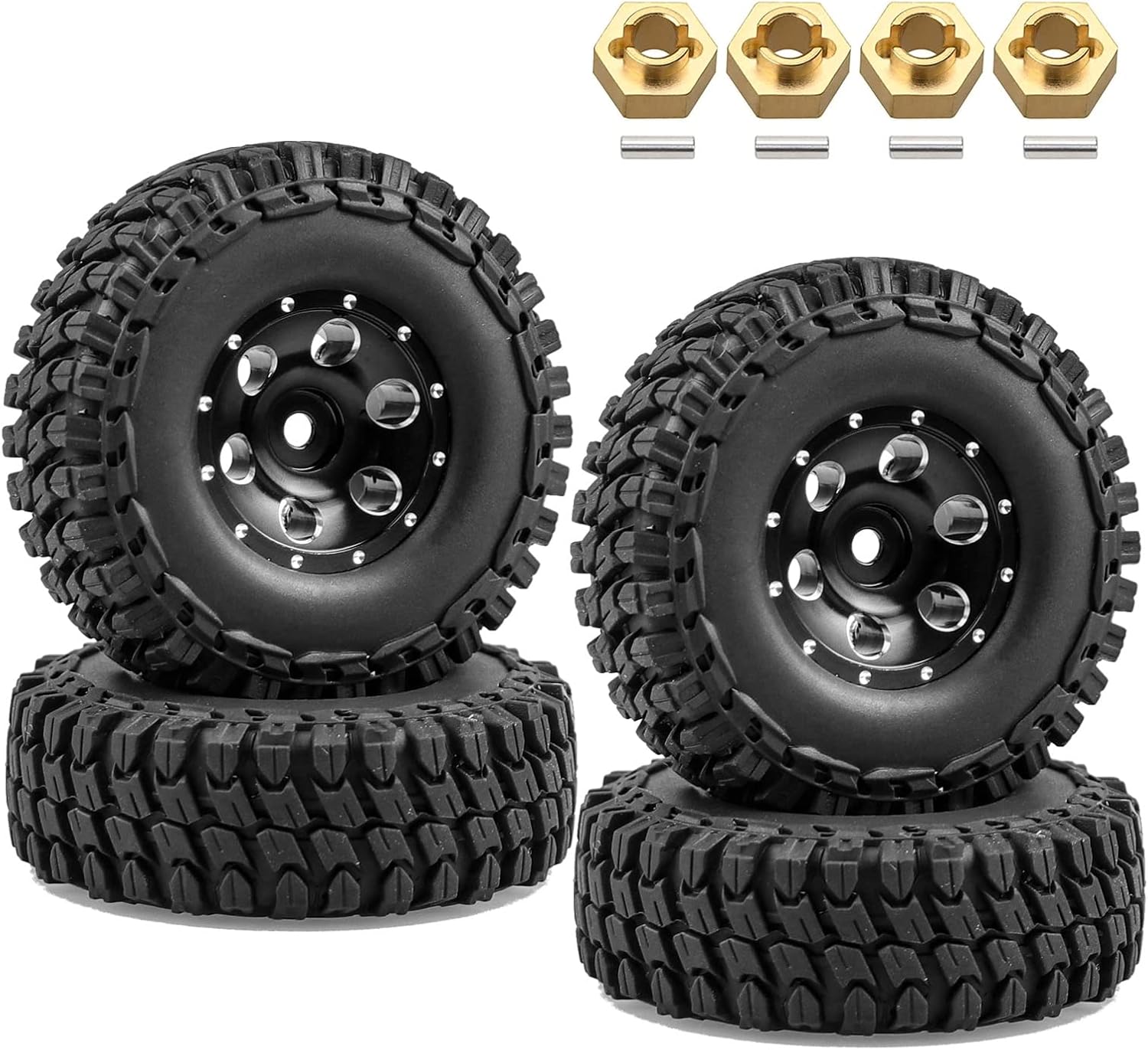 Amazon.com: ACEKEEPS 4pcs 1.0 Beadlock Wheels and Tires Upgrades for 1/ ...