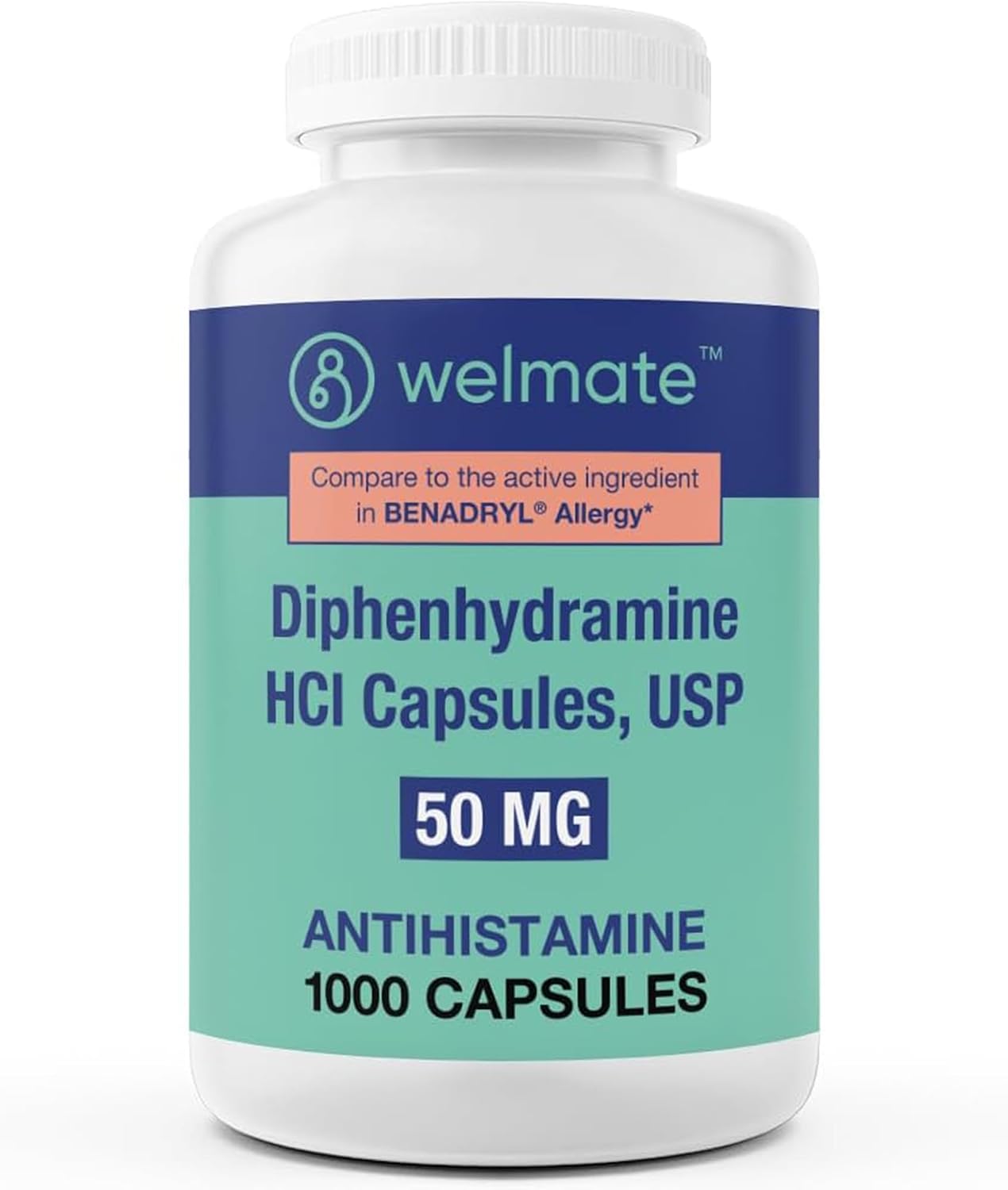 Amazon.com: WELMATE Allergy Relief | Diphenhydramine 50 mg | 1000 Count ...