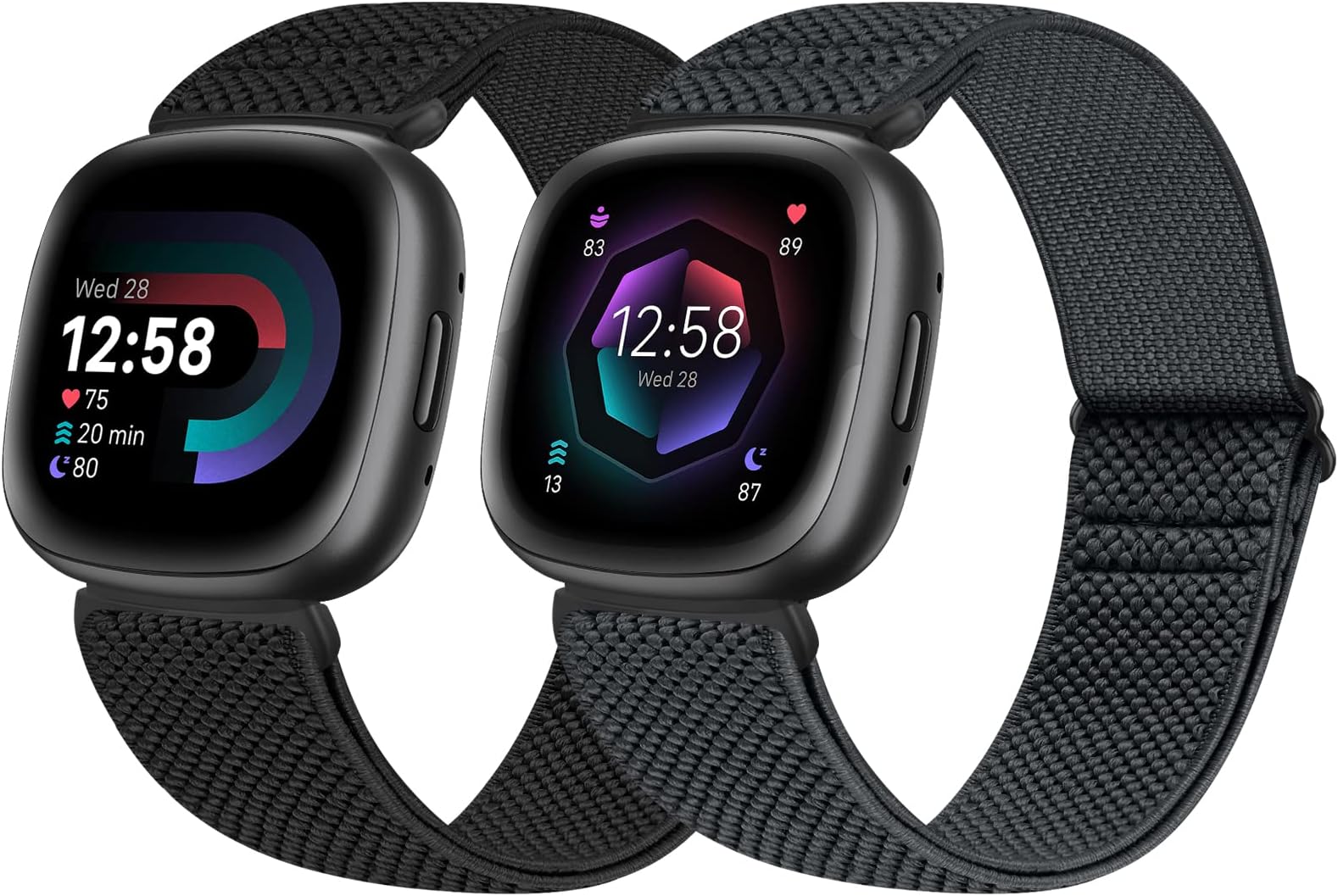 enkic 2 Pack Elastic Watch Strap Compatible with Fitbit Versa 4/3/Sense ...