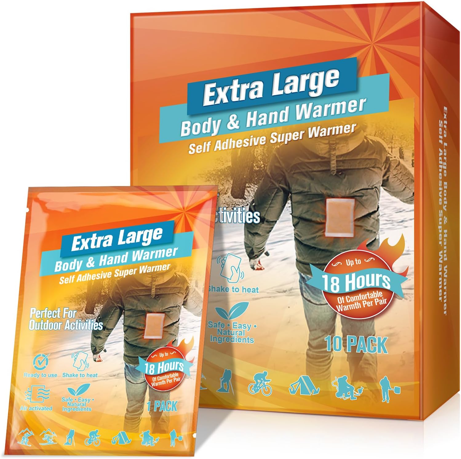 Amazon.com: Grabber 18 Hour Body Warmers l 10 Unit Value Pack : Sports ...