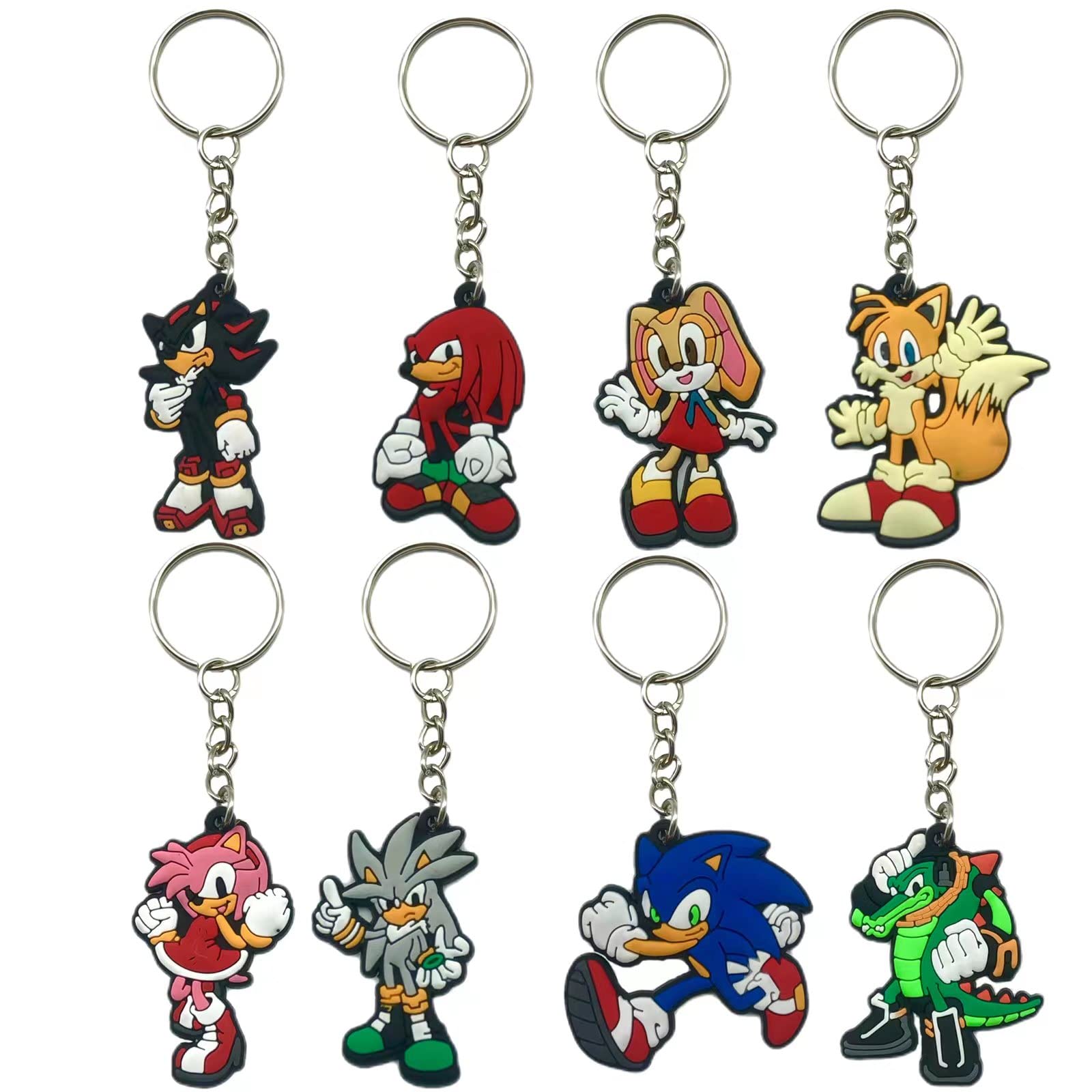 RHYII 8Pcs Sonic the Hedgehog Keychains Set Sonic Action Figure ...
