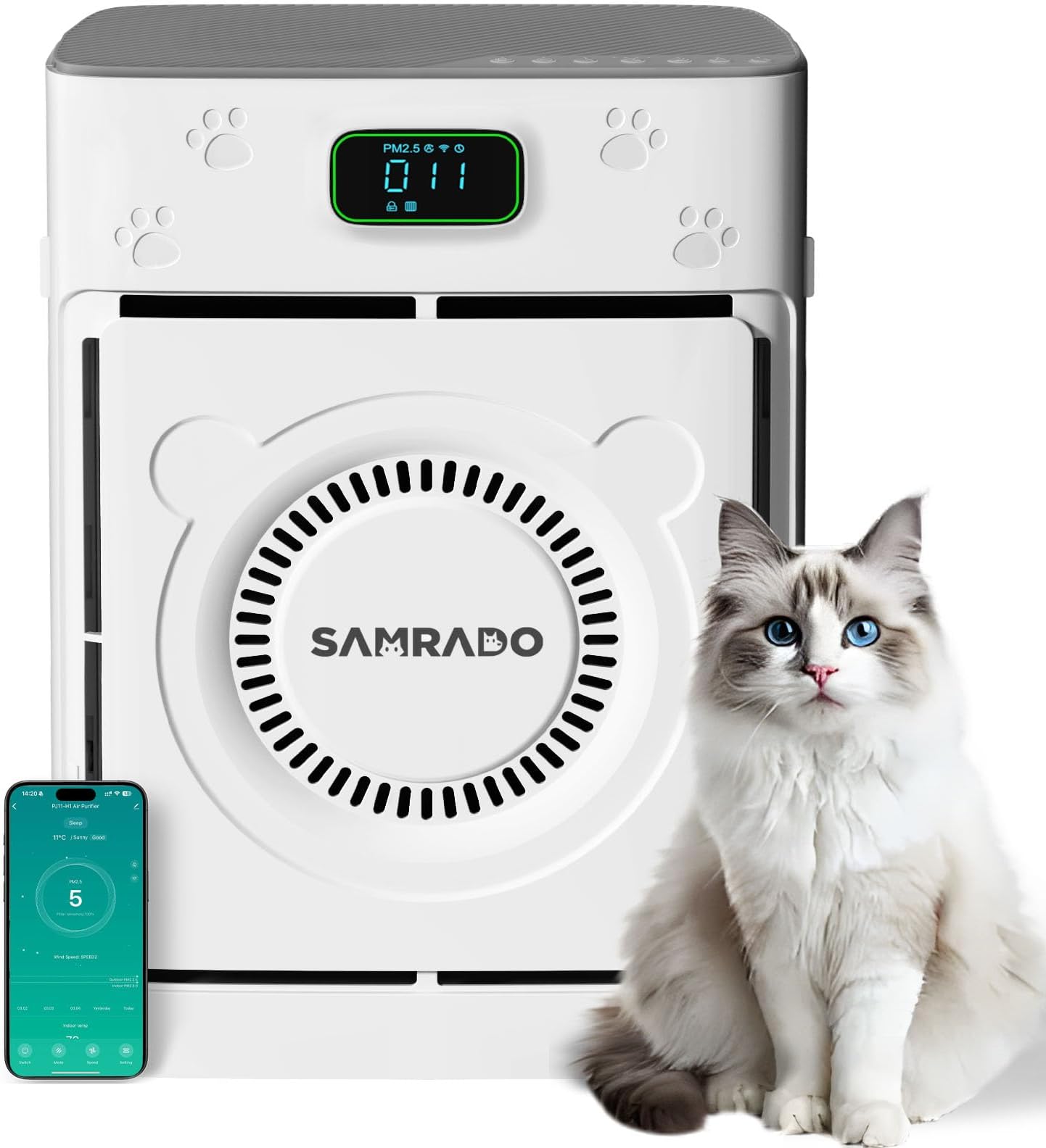Amazon.com: WiseSky Pet Air Purifier, 3-in-1 HEPA Filter for Cat Hair Dander Odor Dust, for Home ...