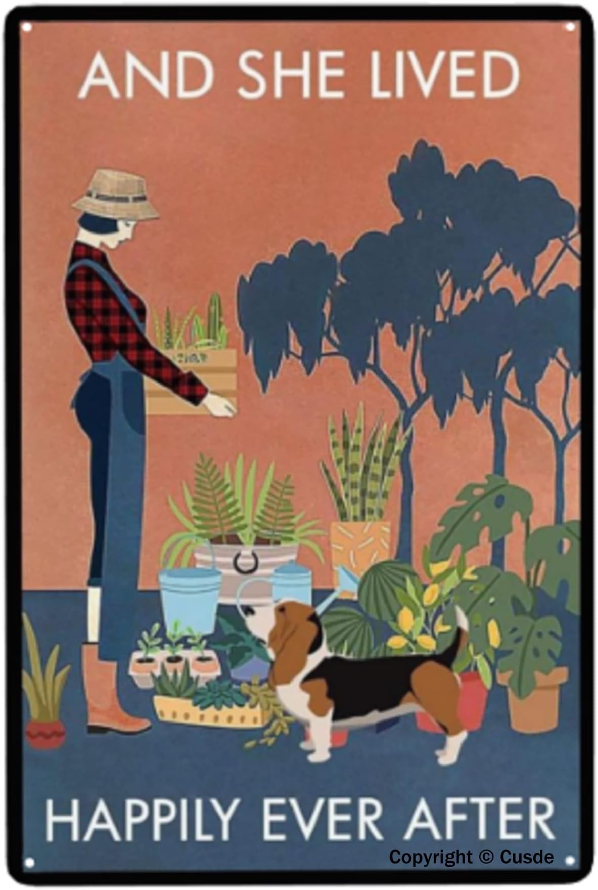 Amazon.com : Funny Basset Hound Tin Sign And She Lived Happily Ever ...