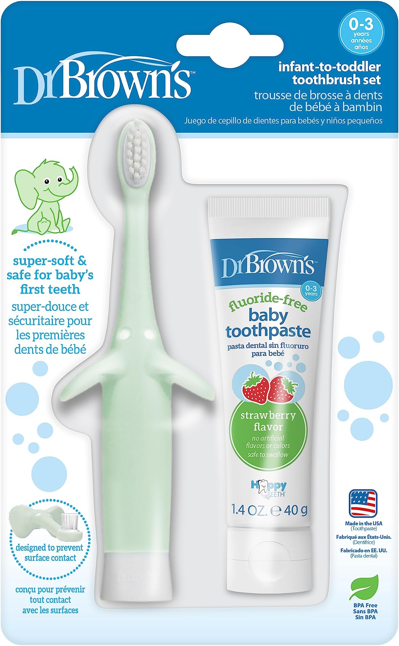 Amazon.com: Dr. Brown's Infant-to-Toddler Training Toothbrush Set, Mint ...