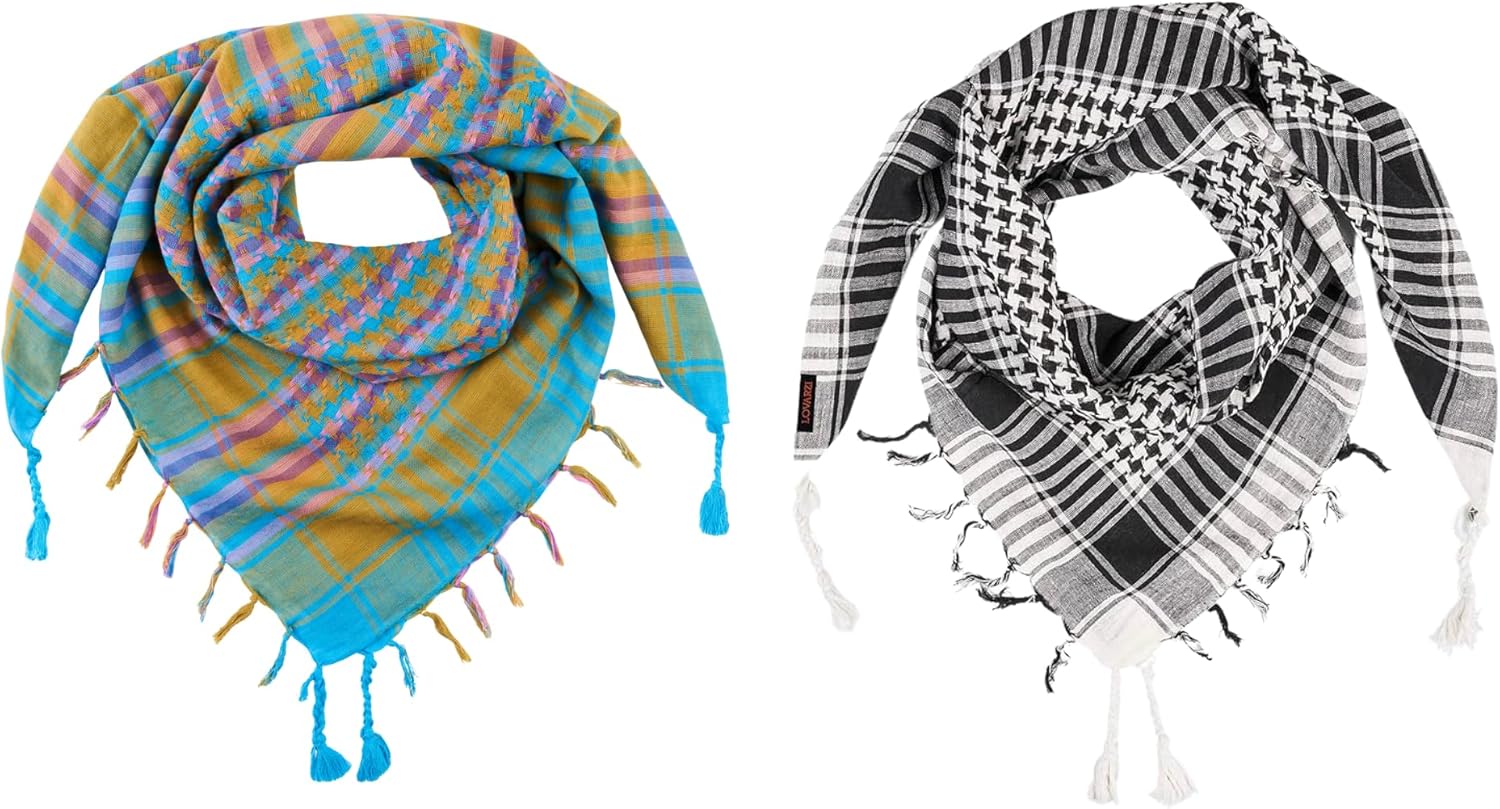 LOVARZI Desert Scarf Bundle - Shemagh Keffiyeh Tactical Military Scarf ...