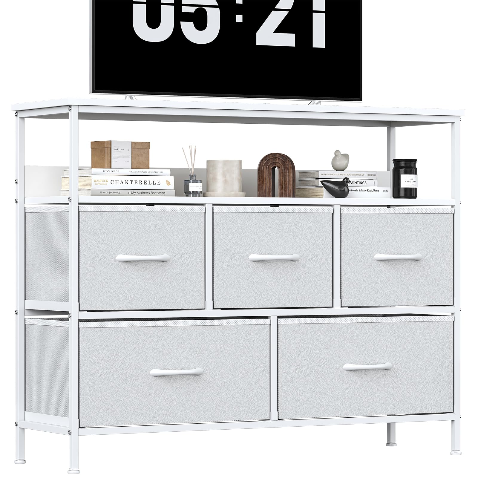 KU Syang Dresser with 5 Drawers TV Stand, Chest of Drawers Bedroom ...