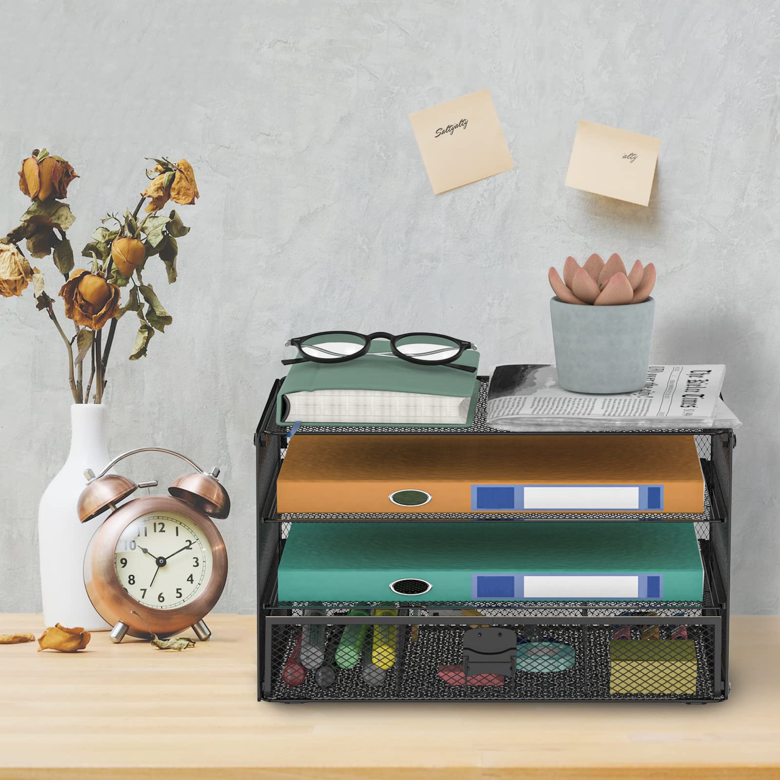 Snapklik.com : WALI Paper Letter Tray Organizer, 3 Tier Mesh Drawer ...