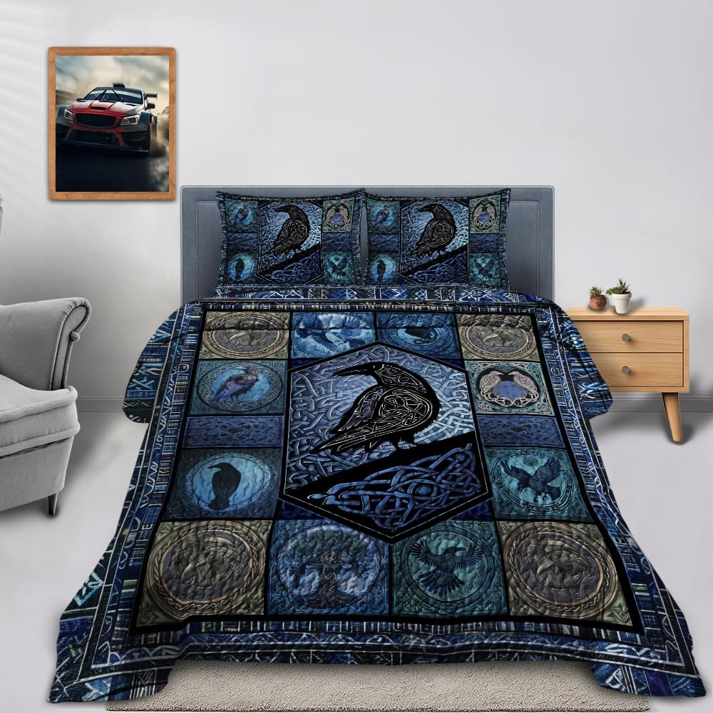 Amazon.com: Jeminise Viking Quilt Bed Set – Celtic Tree of Life Quilt ...