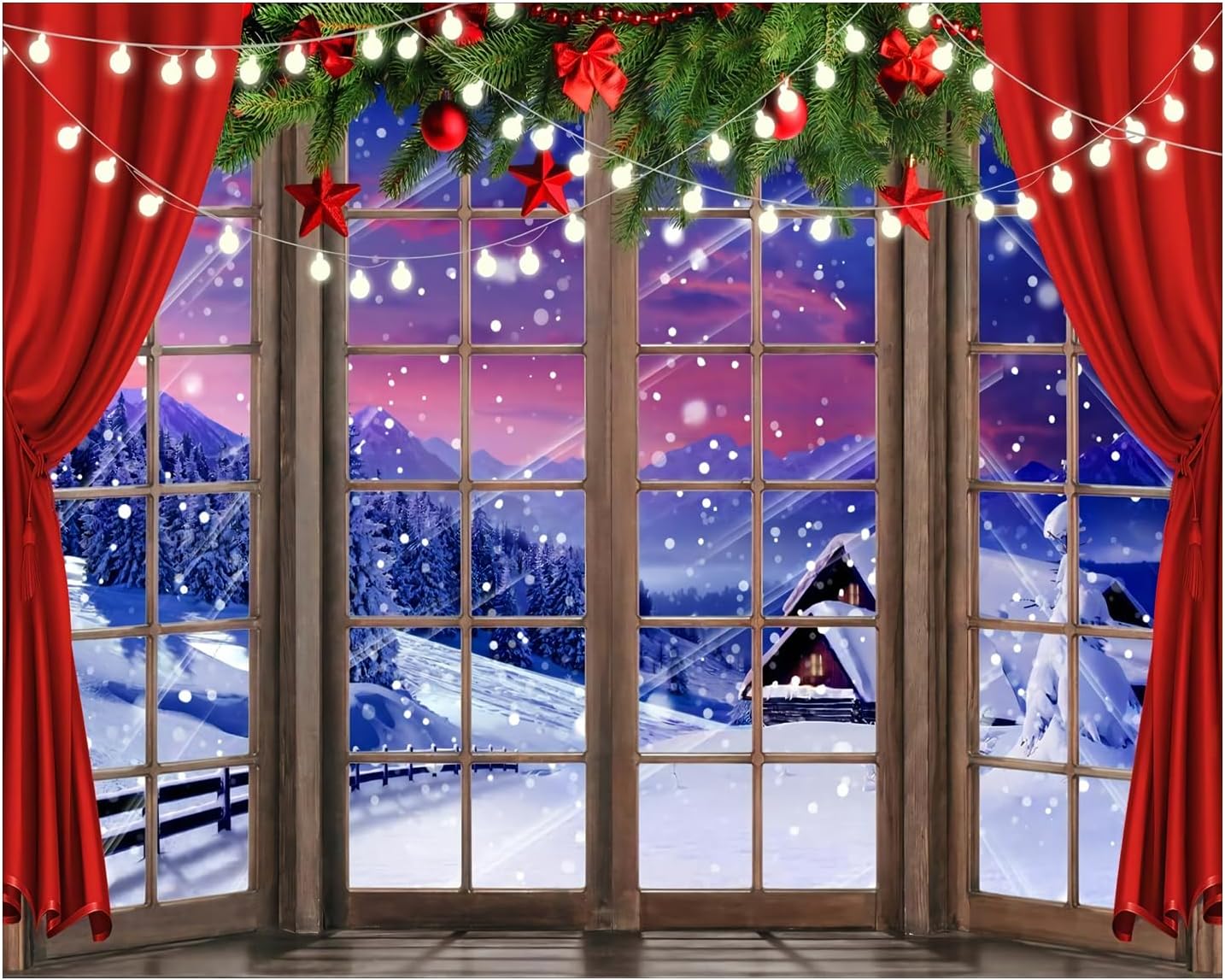 Amazon.com : LYCGS 15X10FT Christmas Backdrop Xmas Window Photography ...