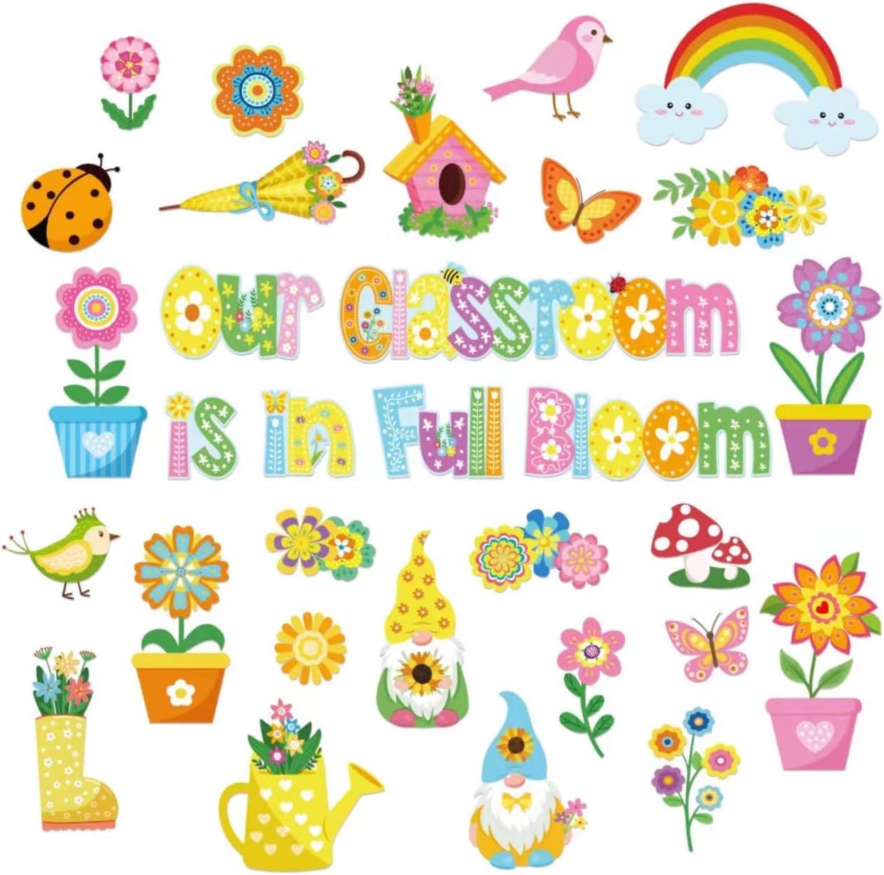 Amazon.com: 56 Pieces Spring Bulletin Board Decorations Spring Flowers ...