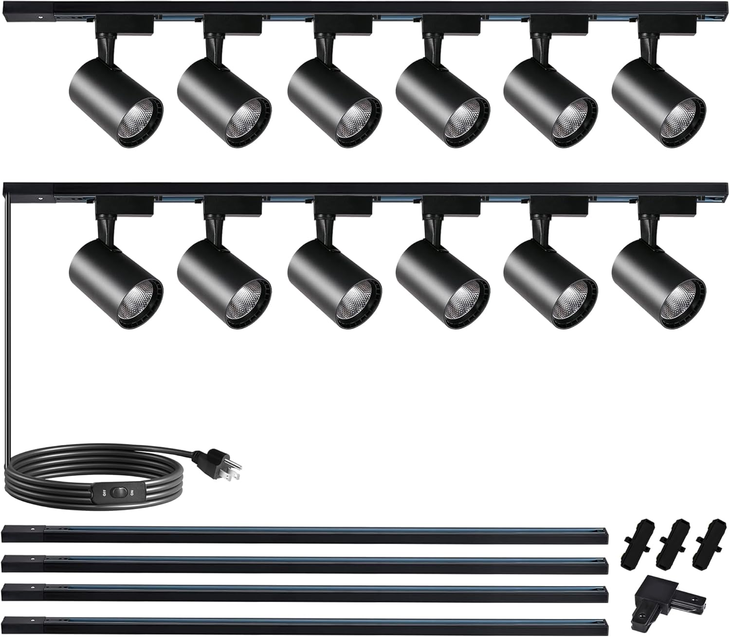 Yuemegou J&L Type Dimmable LED Track Lighting Kit, 12-Light 25W 2700lm ...