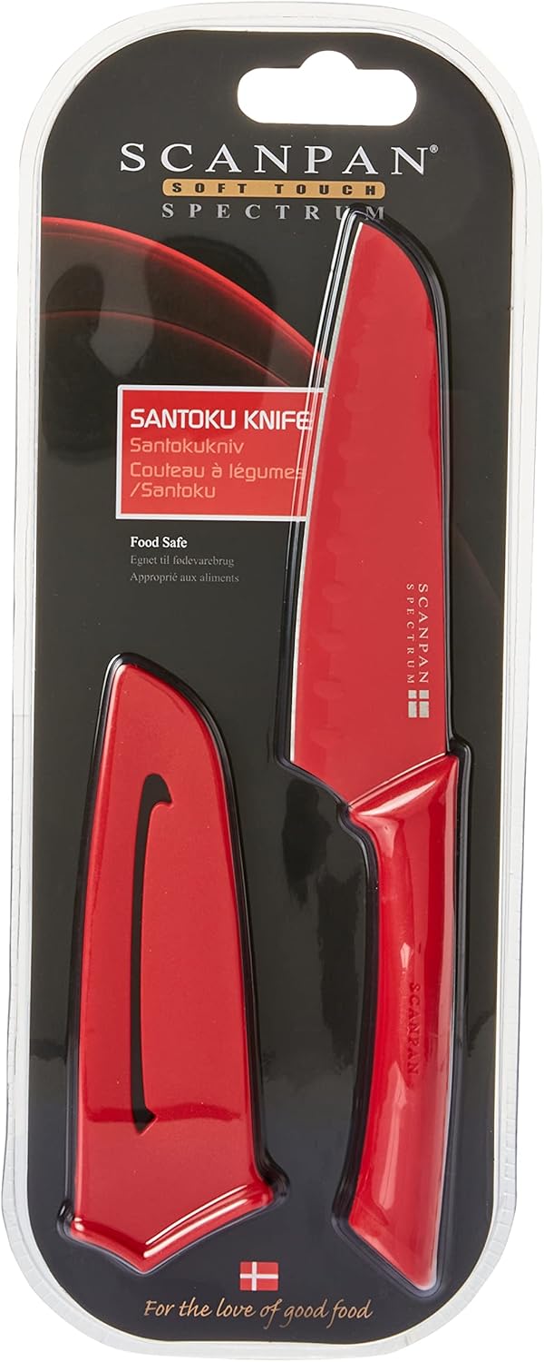 Amazon.com: Scanpan Spectrum 5 .5inch Santoku Knife, Red: Santoku ...