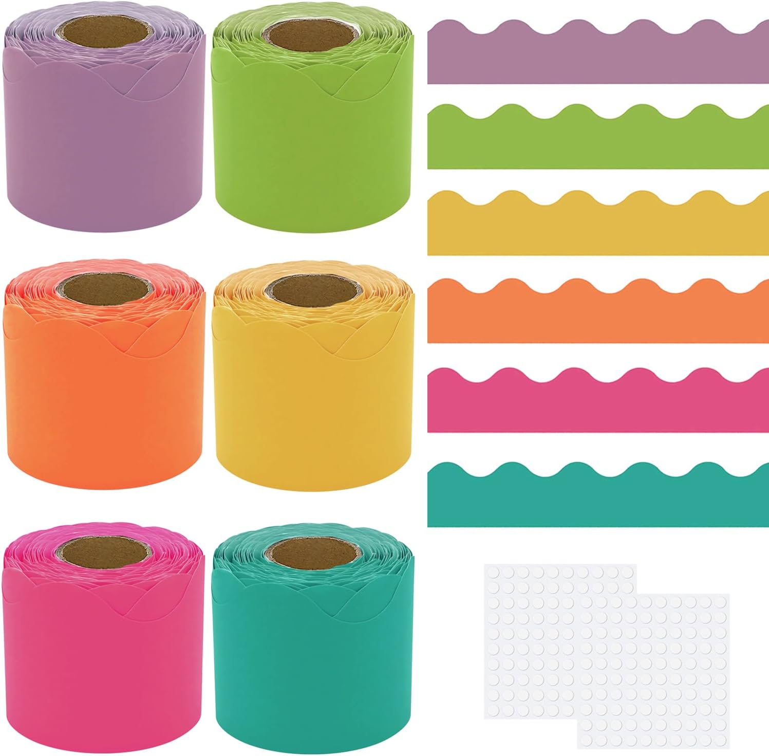 Wonninek Colorful Classroom Borders for Bulletin Board, 6Rolls 60M ...